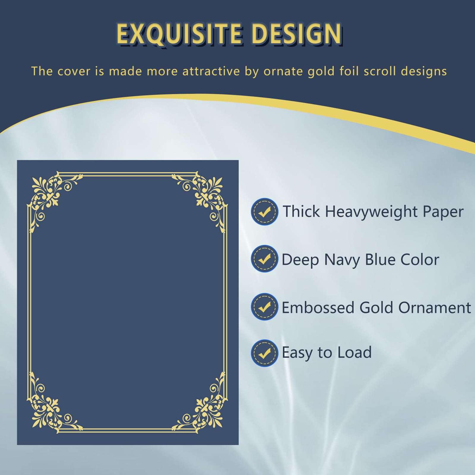 Navy Blue Scroll Design