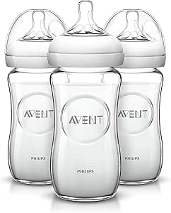 Philips Avent Natural Glass Baby Bottles with Breast-Shaped Nipple