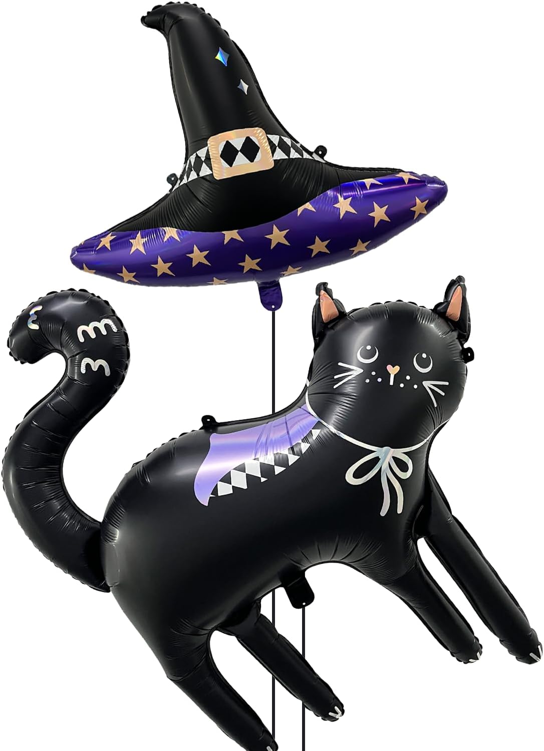 Amazon.com: HOUSE OF PARTY Halloween Black Cat Witch Hat Balloons Kit ...