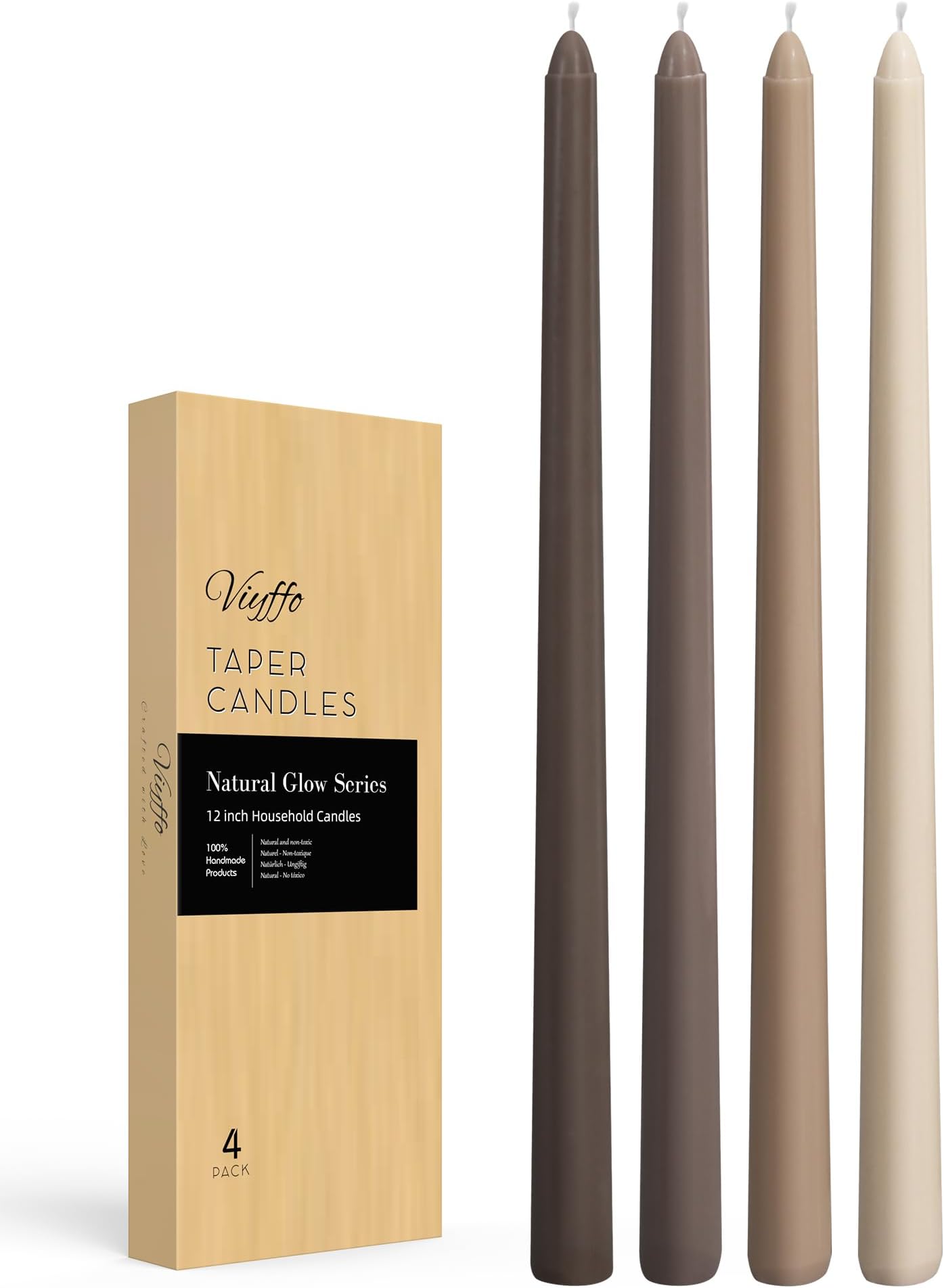 Amazon.com: Viyffo 10 Inch Brown Taper Candles Set of 12 Unscented ...