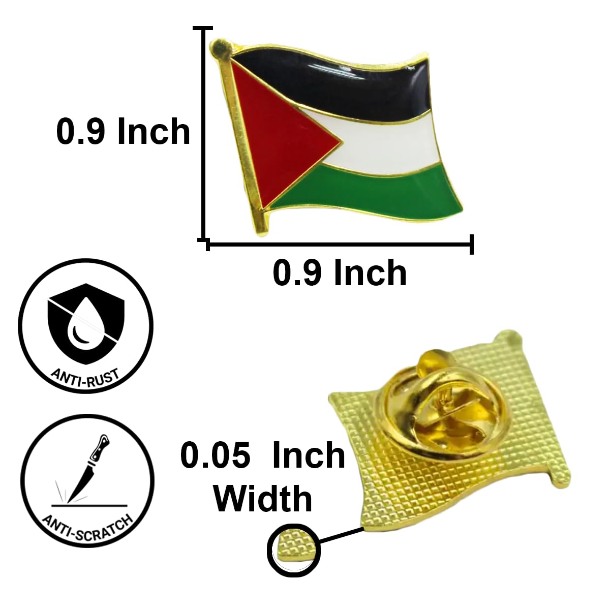 Snapklik.com : 3 Pack Palestine Flag Pins