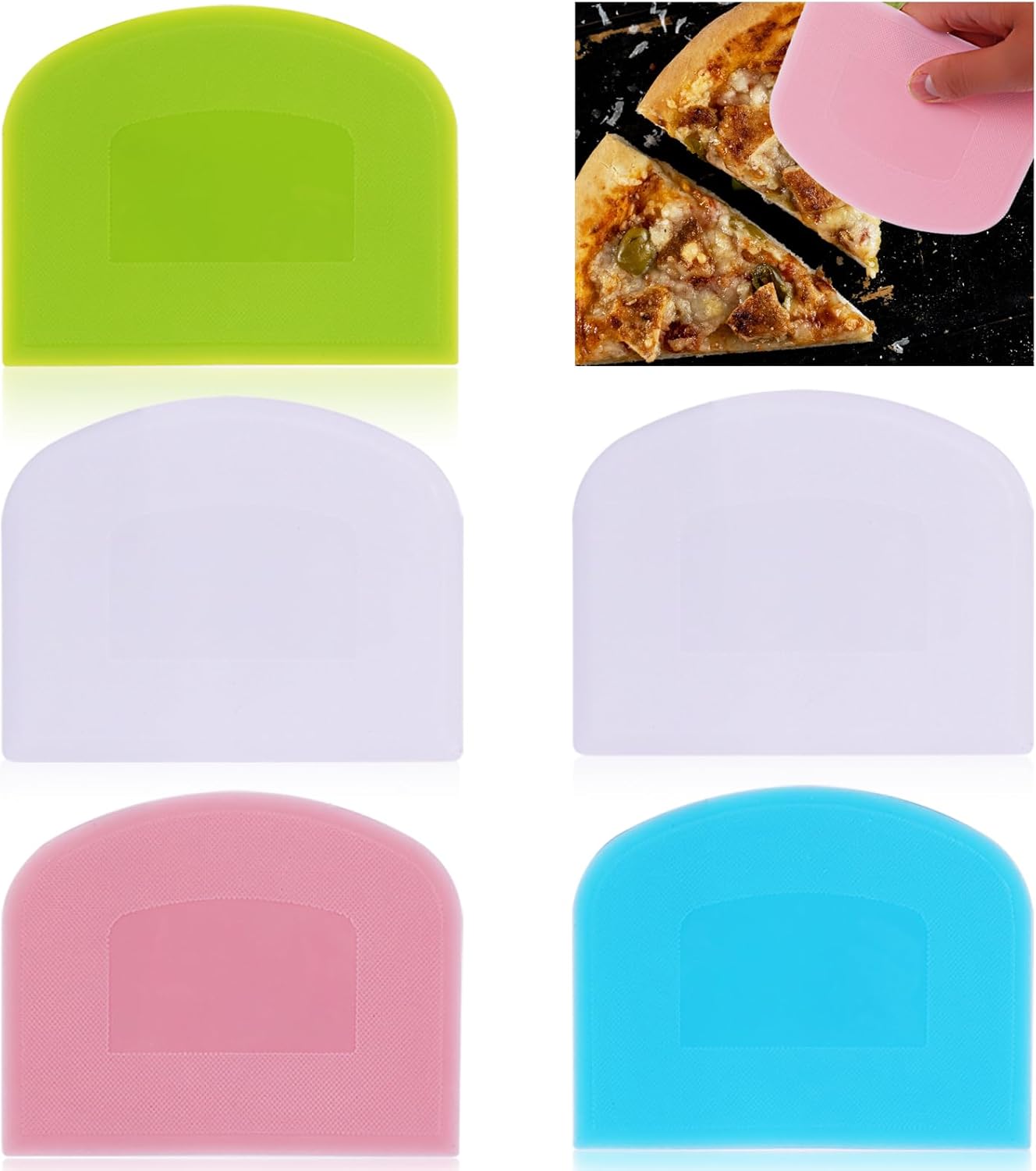 5 Pcs Plastic Bench Scraper Dough Scraper Bowl Scraper Flexible Food ...