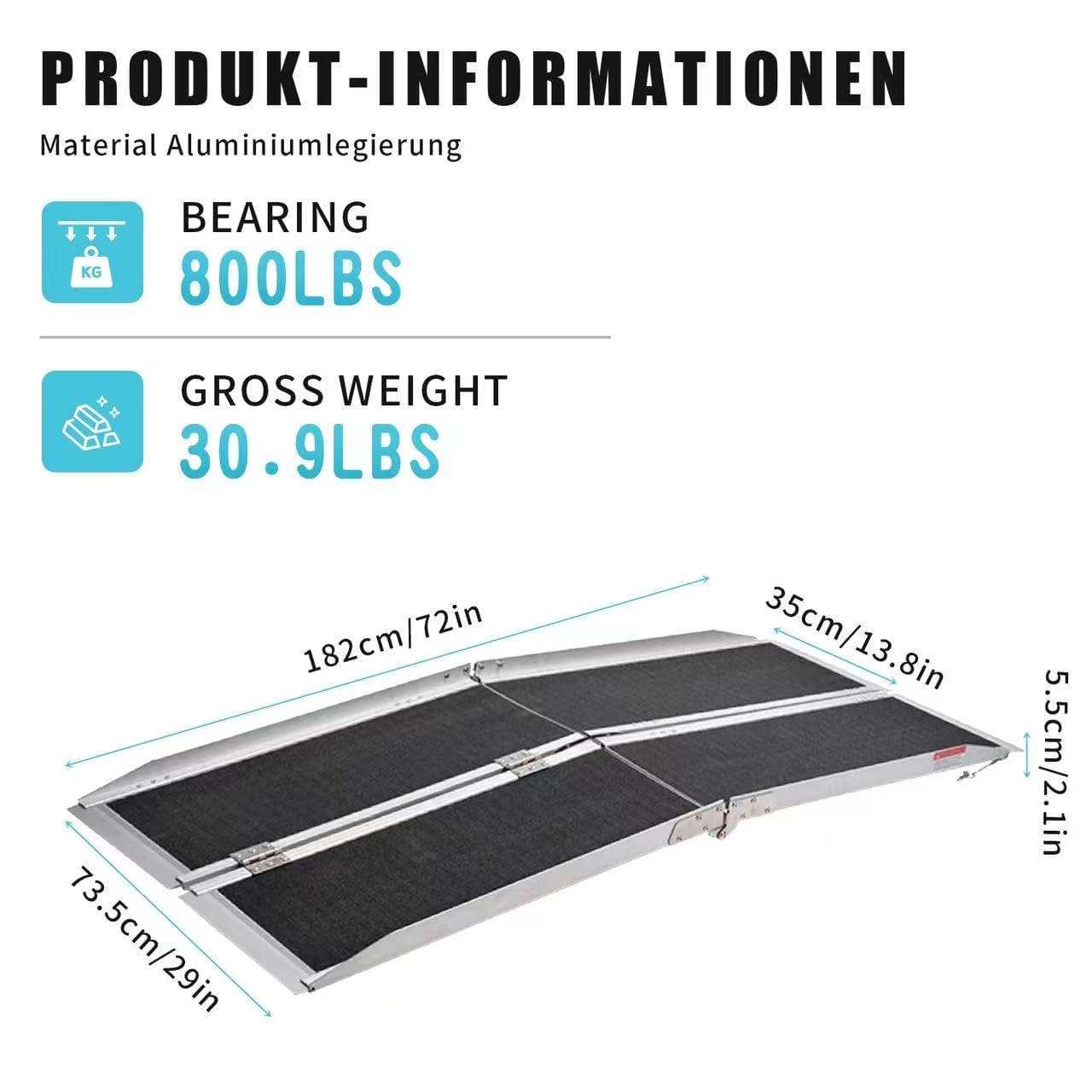 Snapklik.com : Wheelchair Ramps, 6FT Portable Wheelchair Ramp, Double ...