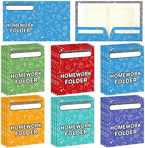 Amazon.com : 24 Pcs Homework Folders Multicolor Homework Pocket Folders ...