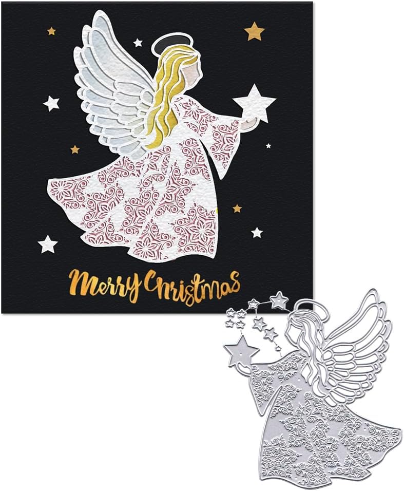 Amazon.com: ALIBBON Merry Christmas Angel Die Cuts for Card Making ...