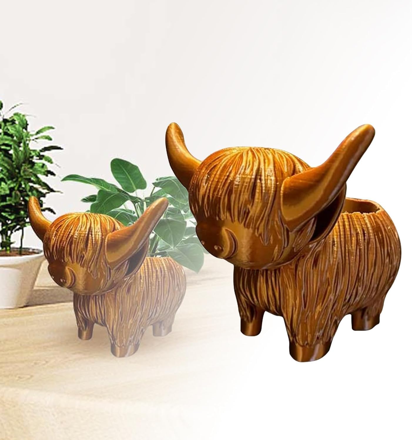 Amazon.com : Cute Highland Cow Planter Plant Pot - Resin Succulent ...