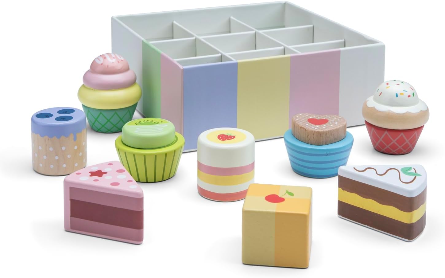 Woet® Wooden Toy Pastry Assortment for Kids - Gift Box with Cakes and ...
