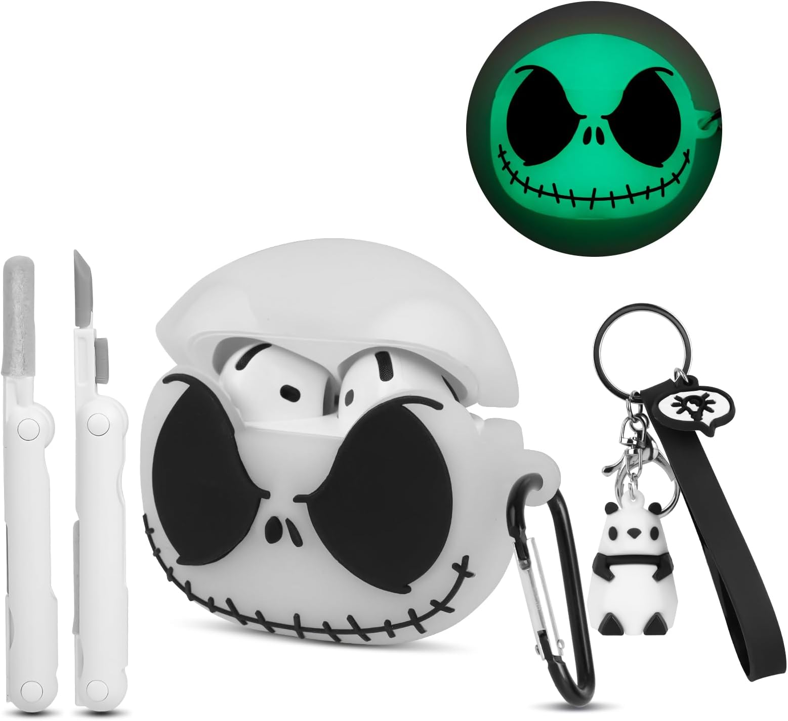 Amazon.com: RockMax for AirPods 4 Skin, Glow-in-The-Dark Death Smile ...
