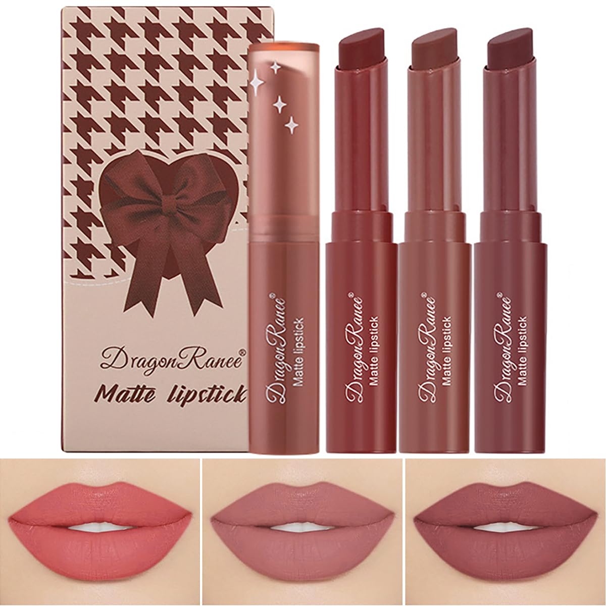 Amazon.com : FYEBOO 3 Colors Red Tube Lipstick, Cigarette Lipstick Set ...