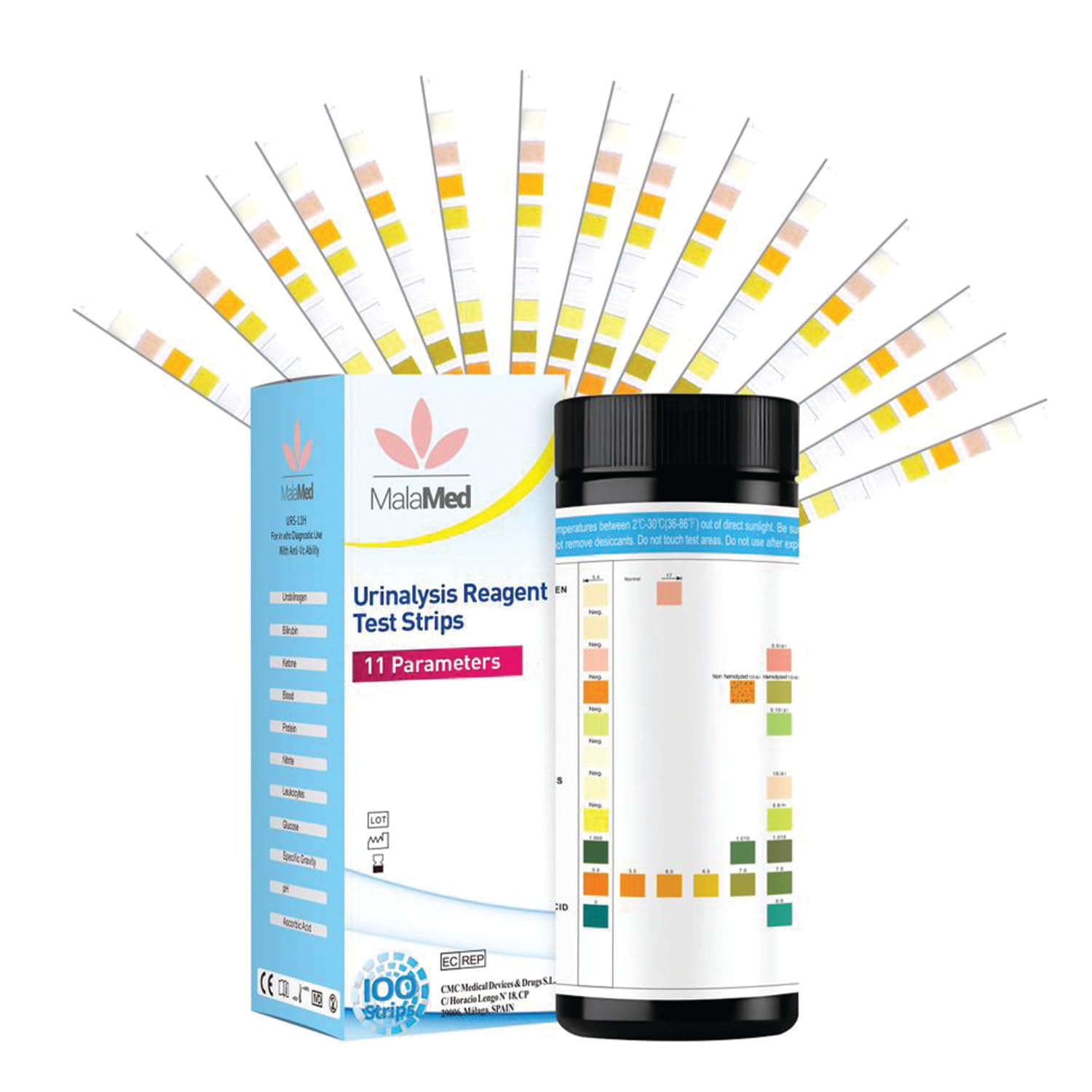 MalaMed | Pack of 100 Urinalysis UTI 11 Parameter Urine Test Strips for ...