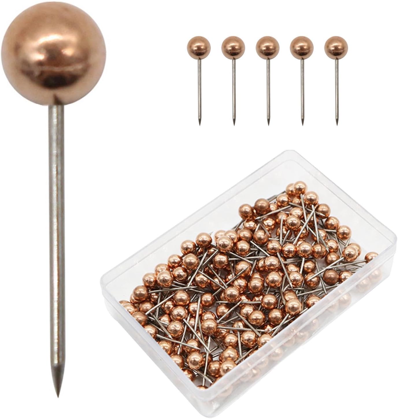 Amazon.com: KASCLINO 200pcs Push Pins, 0.16 inch Round Head Pins, Map ...