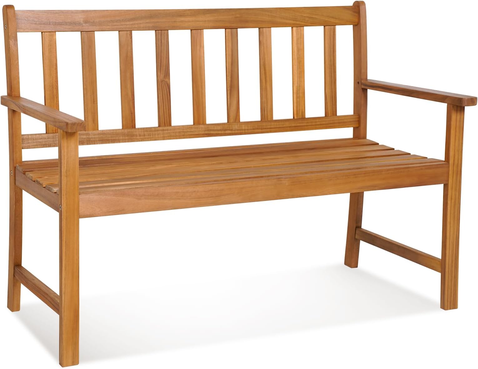 COSTWAY 2 Seater Garden Bench, Solid Eucalyptus Wood Leisure Loveseat ...