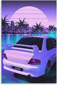 JDM Evo Car Poster Vintage White Canvas Art Poster and Wall Art Picture ...