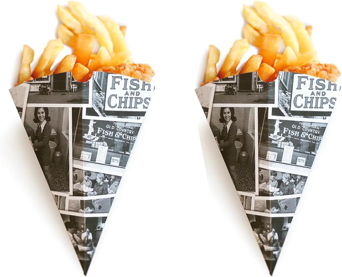 Sunrise Packaging Newsprint Design Fish & Chips Display- Paper Chips ...