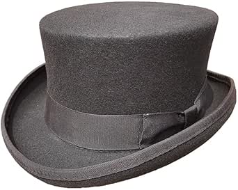 Amazon.com: Black Wool Felt Low Short Stovepipe Top Hat Topper Men