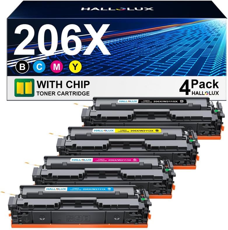 Amazon.com: HALLOLUX 206X 206A Toner Cartridges (with Chip) for HP 206A ...