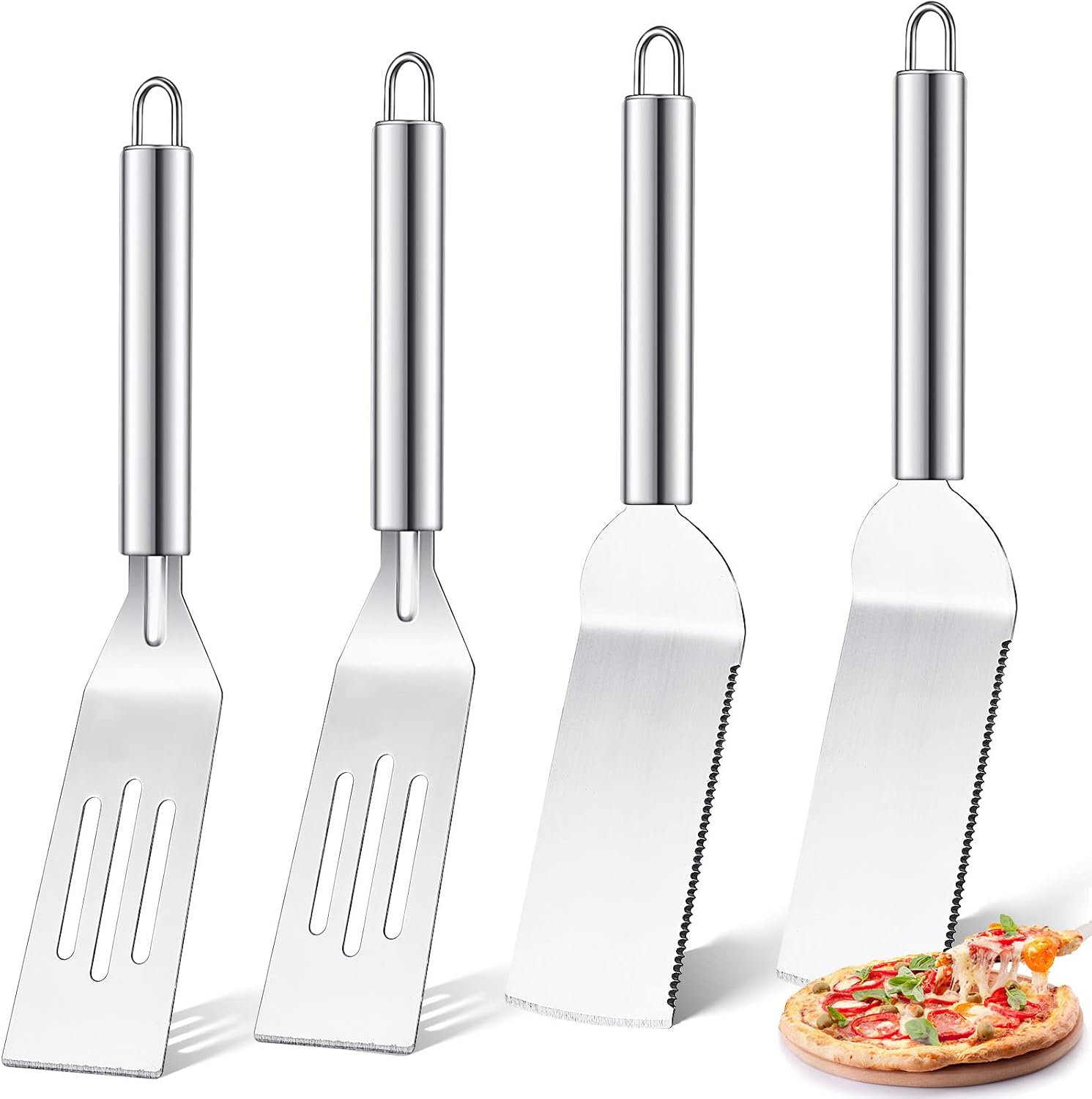 Amazon.com: Yaomiao 4 Pcs Metal Spatula 10 x 2 Inch Stainless Steel ...