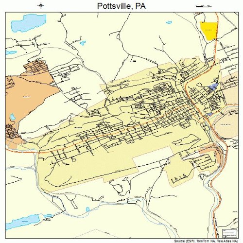 Amazon.com: Large Street & Road Map of Pottsville, Pennsylvania PA ...