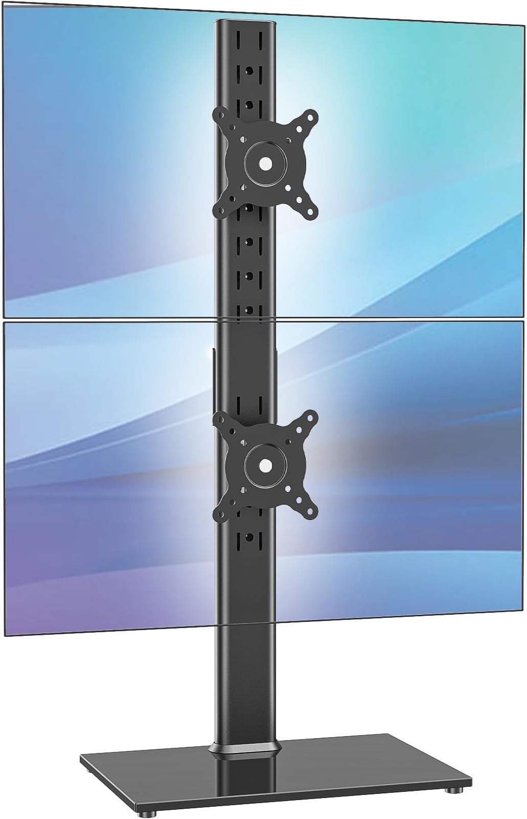 Hemudu Dual Monitor Stand - Vertical Stack Screen Free-Standing Monitor ...