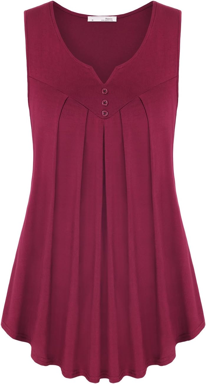 Messic Women's Zip V Neck Summer Plaid Tunic Shirts Casual Sleeveless ...