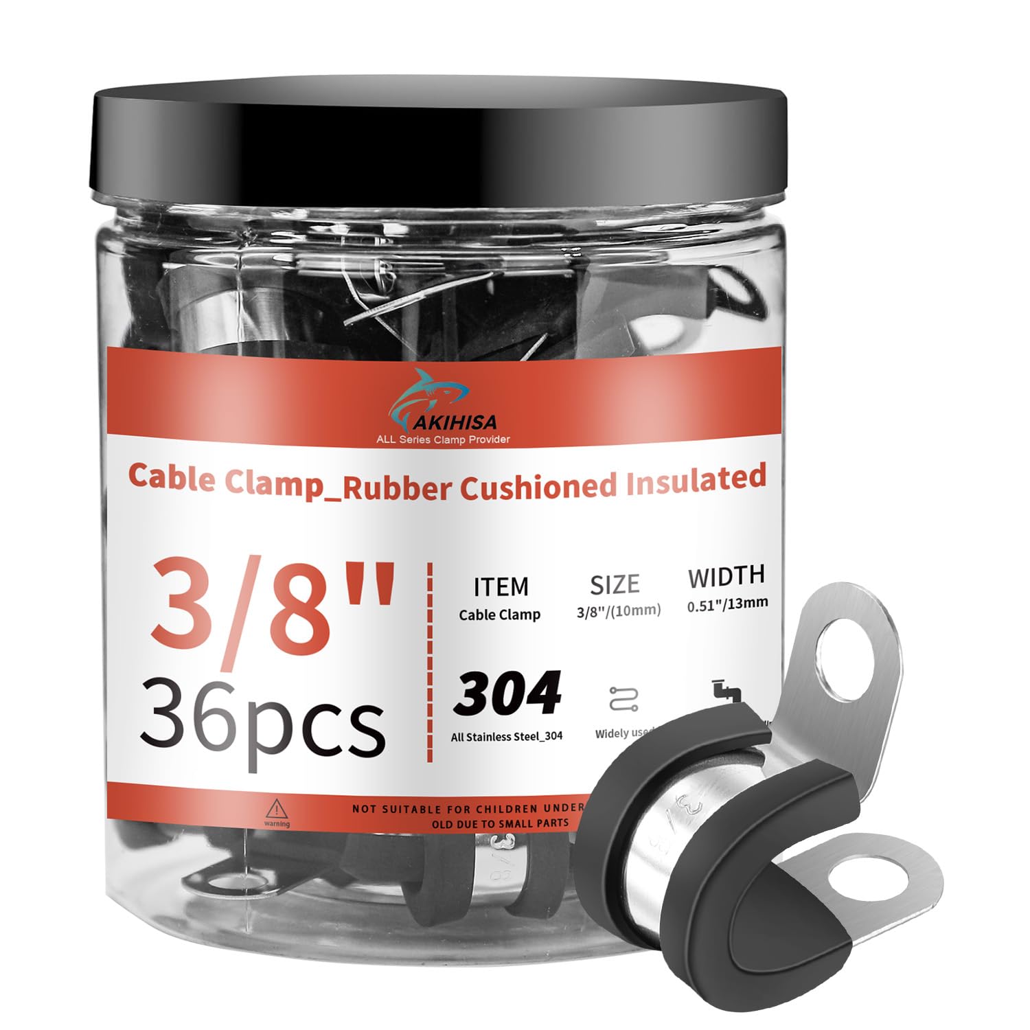 Snapklik.com : 36pcs 10mm Cable Clamps Assortment Kit, 3/8" 304 ...