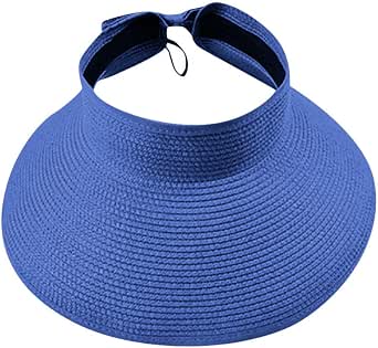 Women’s Summer Foldable Straw Baseball Cap Solid Color Sun Visor Messy ...
