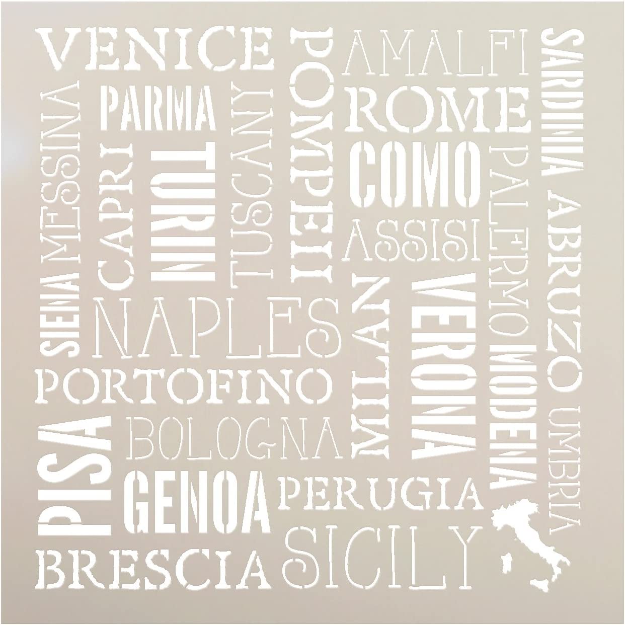 Ivana's Background Words - Cities of Italy Stencil - 12" x 12" : Amazon ...