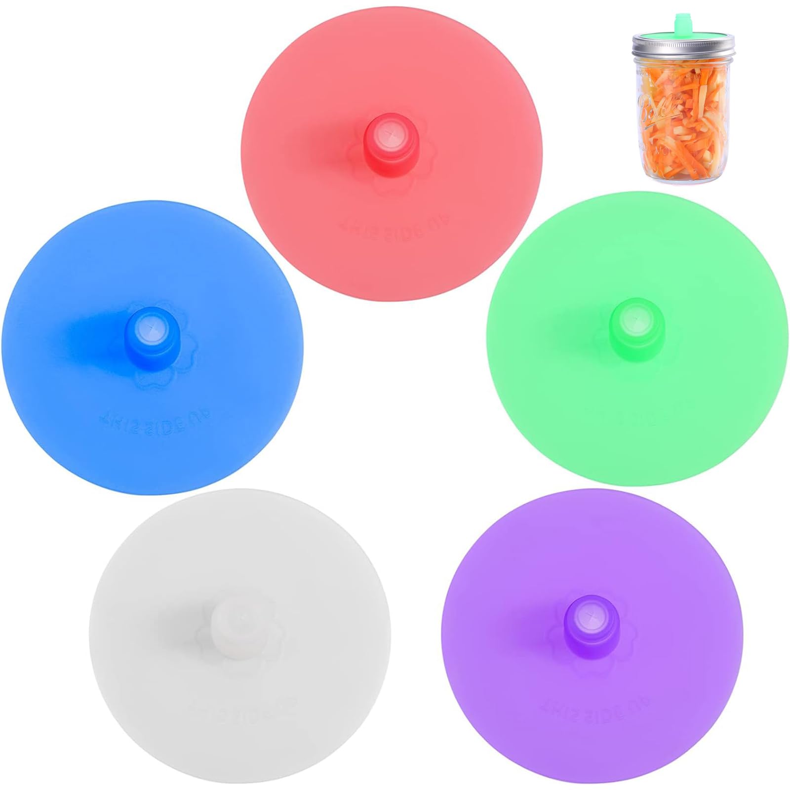 Silicone Fermenting Lids,5 Pack Mason Jar Lids Fermentation Lids ...