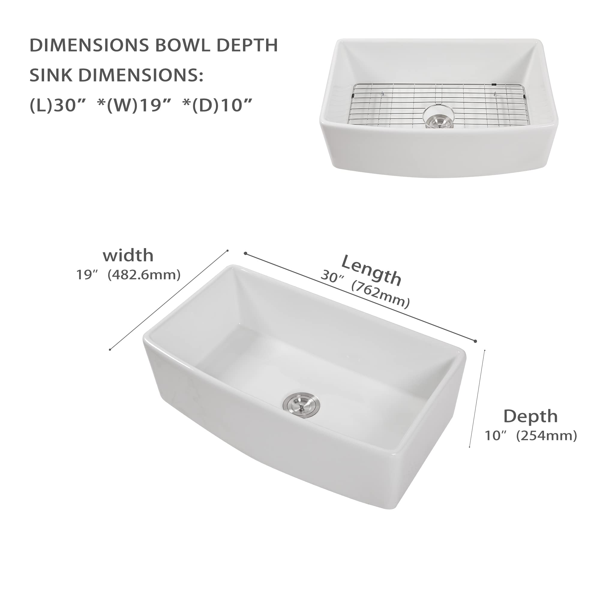 Snapklik.com : 30 White Farm Sink - 30 Inch Farmhouse Sink White ...