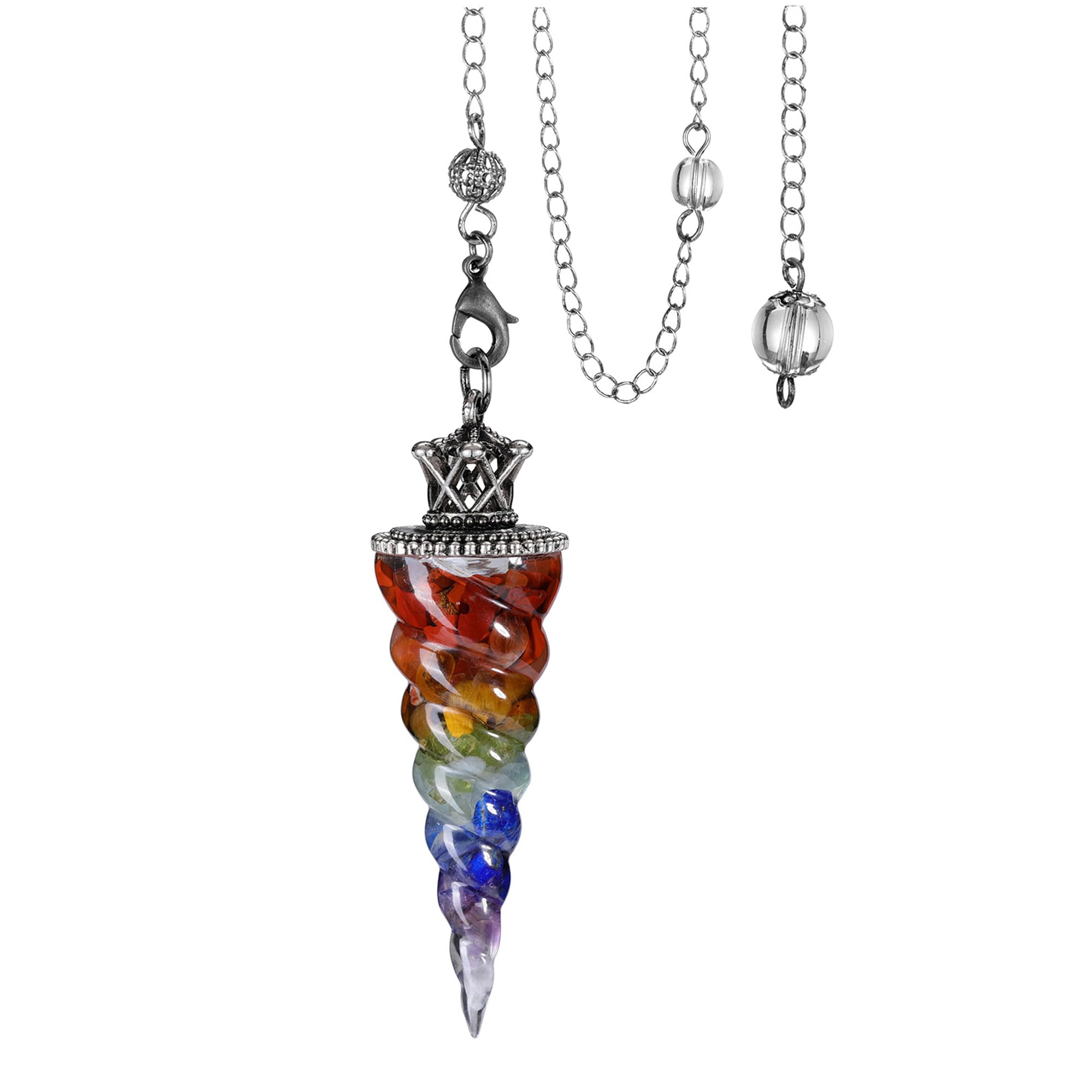 Amazon.com: Jovivi Natural 7 Chakra Crystal Pendulums for Divination ...