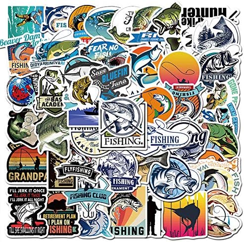 Amazon.com: 50 Pcs Vinyl Outdoor Fishing Stickers Waterproof Bass ...