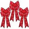 Amazon.com: Best Choice Products Set of 3 Bows Pre-Lit Christmas Bow ...