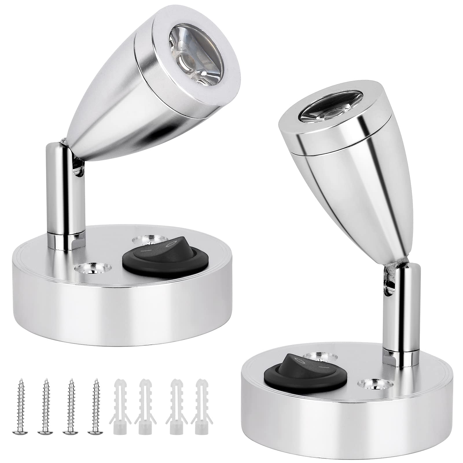 12V LED Spot Reading Light, 2Pcs LED Reading Light Rotatable Bedside ...