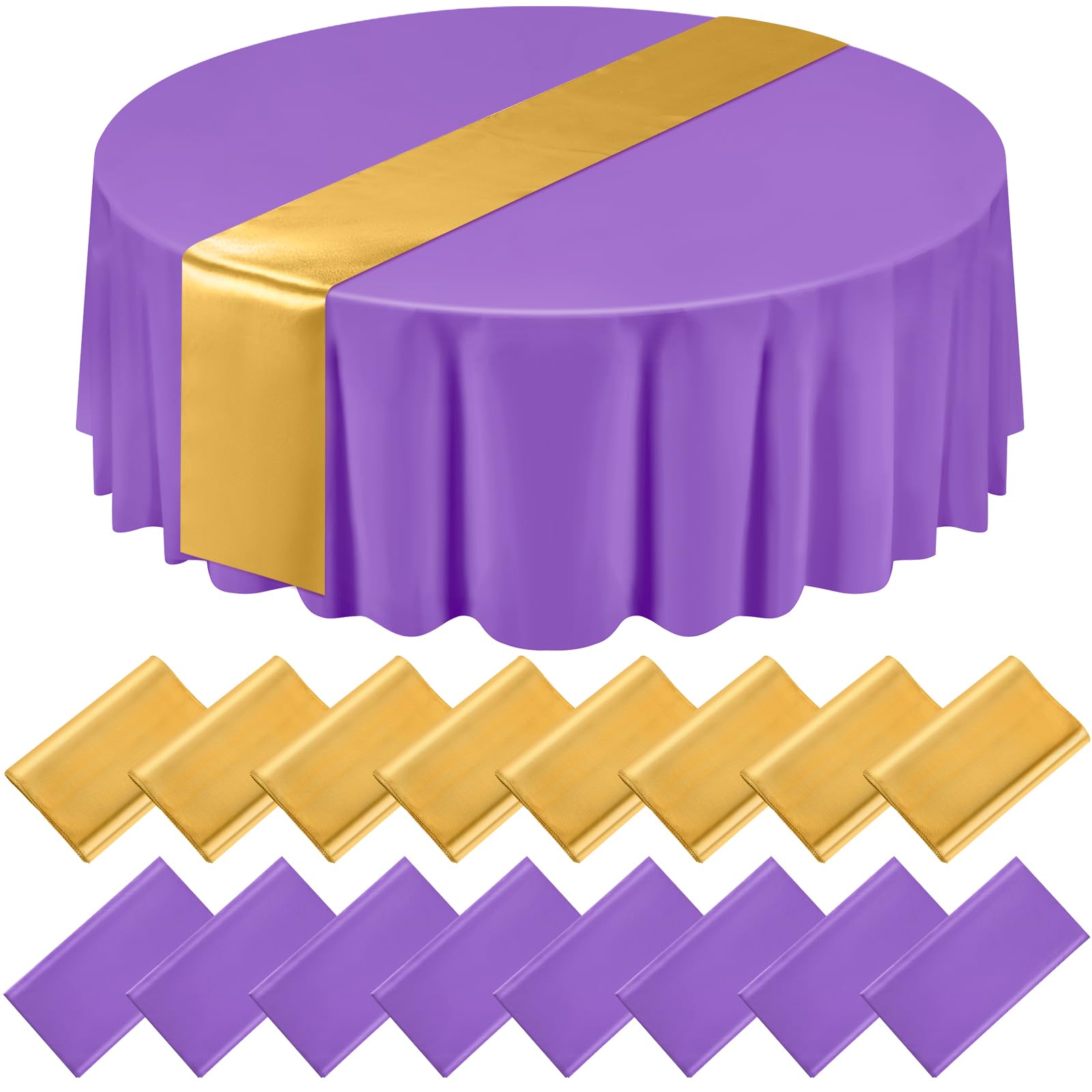 Amazon.com: Tudomro 16 Pcs Purple and Gold Round Plastic Tablecloth and ...