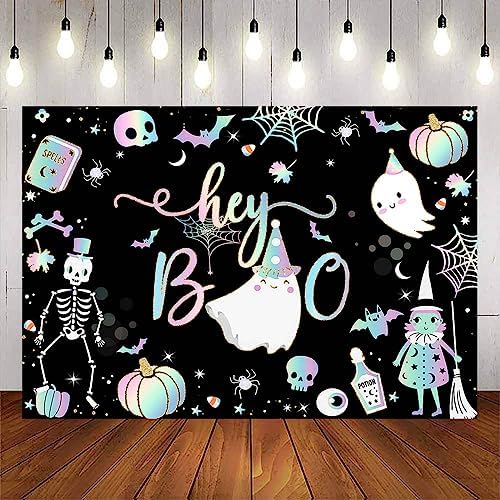 Amazon.com : Avezano Hey Boo Halloween Backdrop 8x6ft Kids Cute Ghost ...