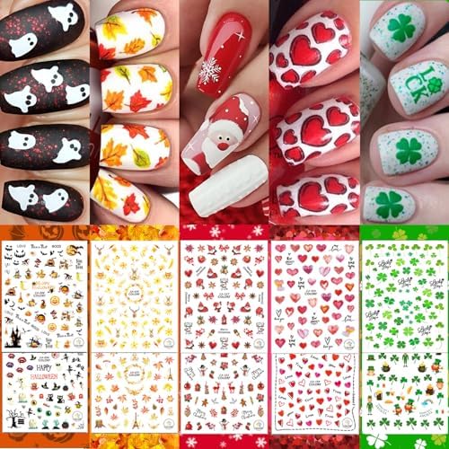 Amazon.com: 30 Sheets Fall All Holiday Nail Stickers, Autumn Halloween ...