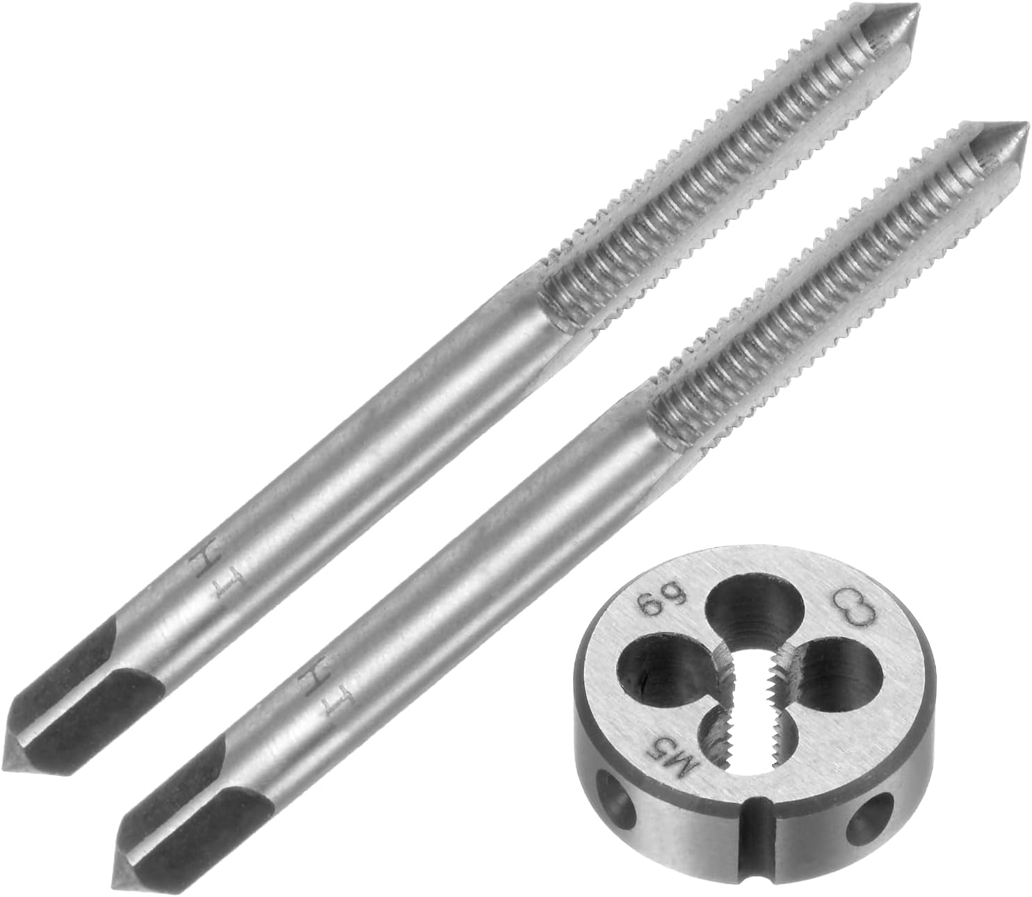 uxcell 3pcs Tap and Die Set, Metric M5 x 0.8 Thread Taps & Round Die ...