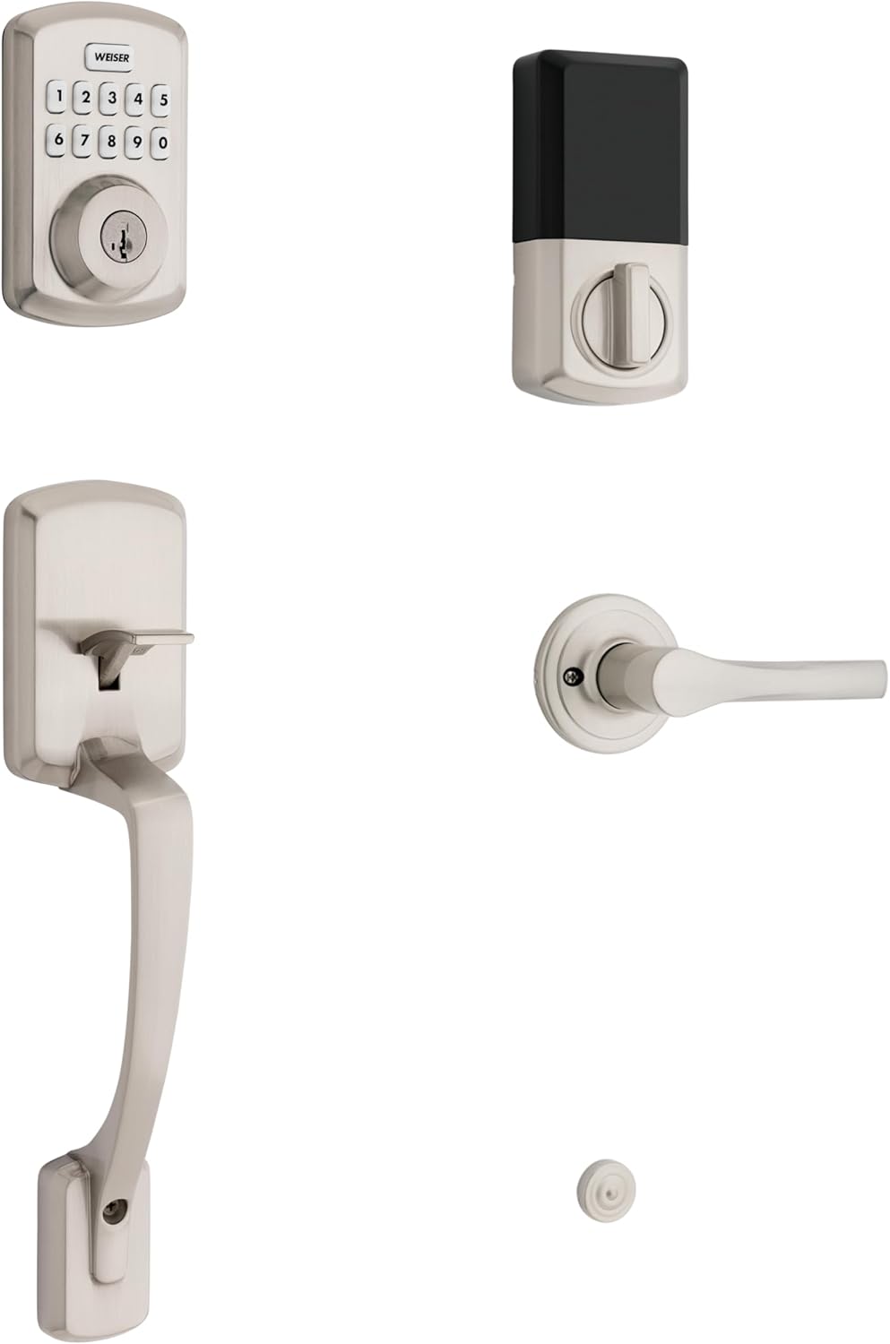 Weiser Satin Nickel Front Door Lock and Handle Set, Powerbolt 3 Keypad ...