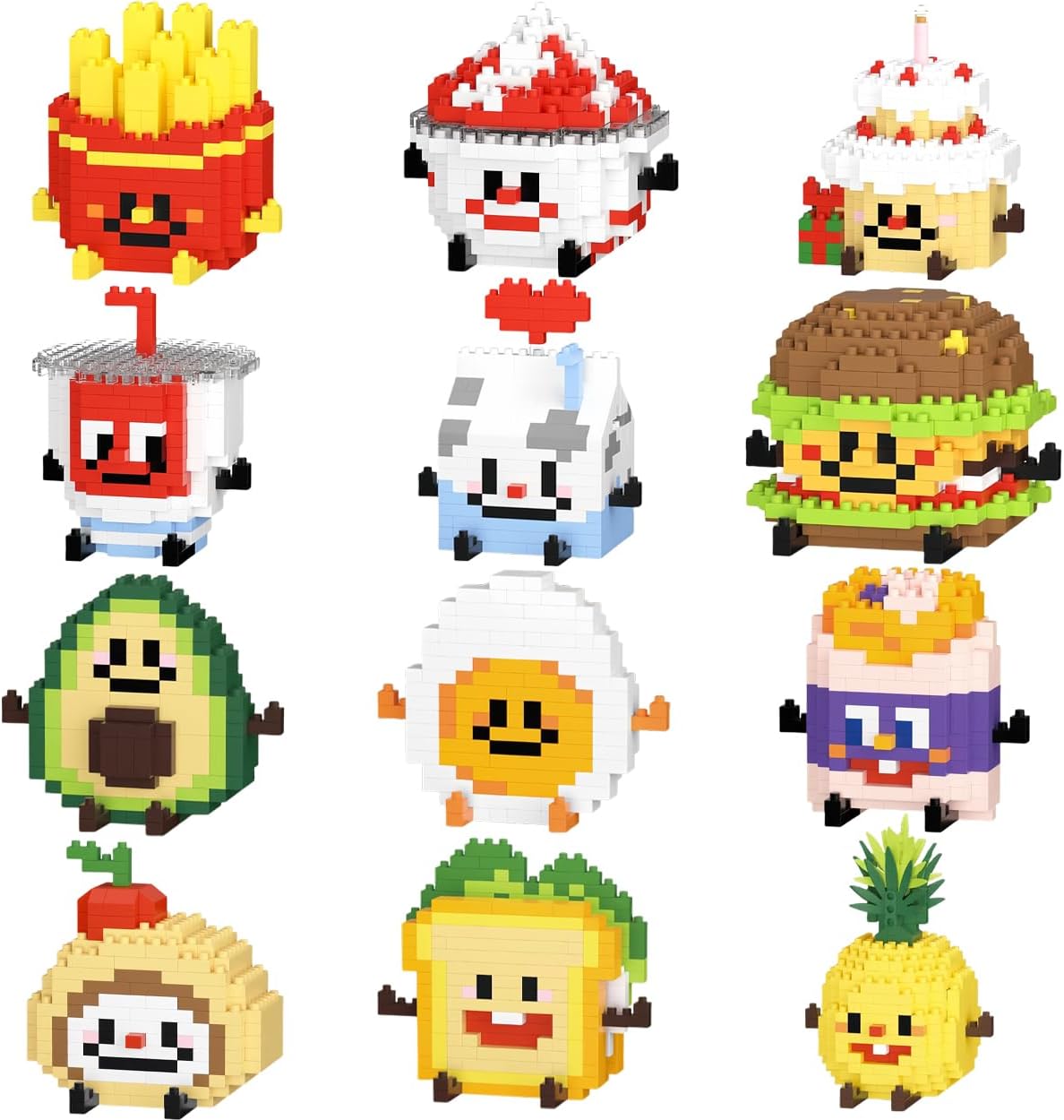 Amazon.com: SUISUILE 12 Pcs Food Building Block Sets, Food Micro Set ...