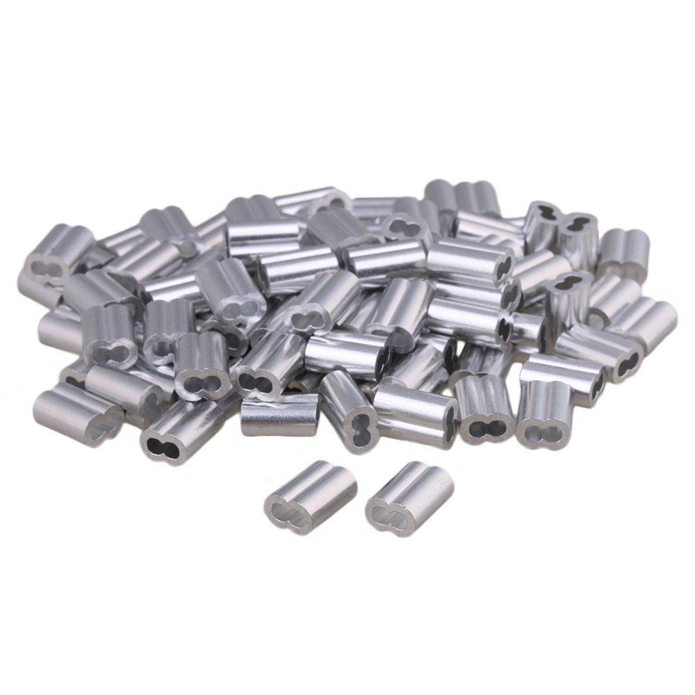 Amazon.com: 100pcs M4 Silver Double Hole Wire Rope Aluminum Sleeves ...