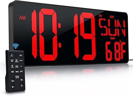 Amazon.com: Large Digital Wall Clock with Remote Control 17.2" LED ...