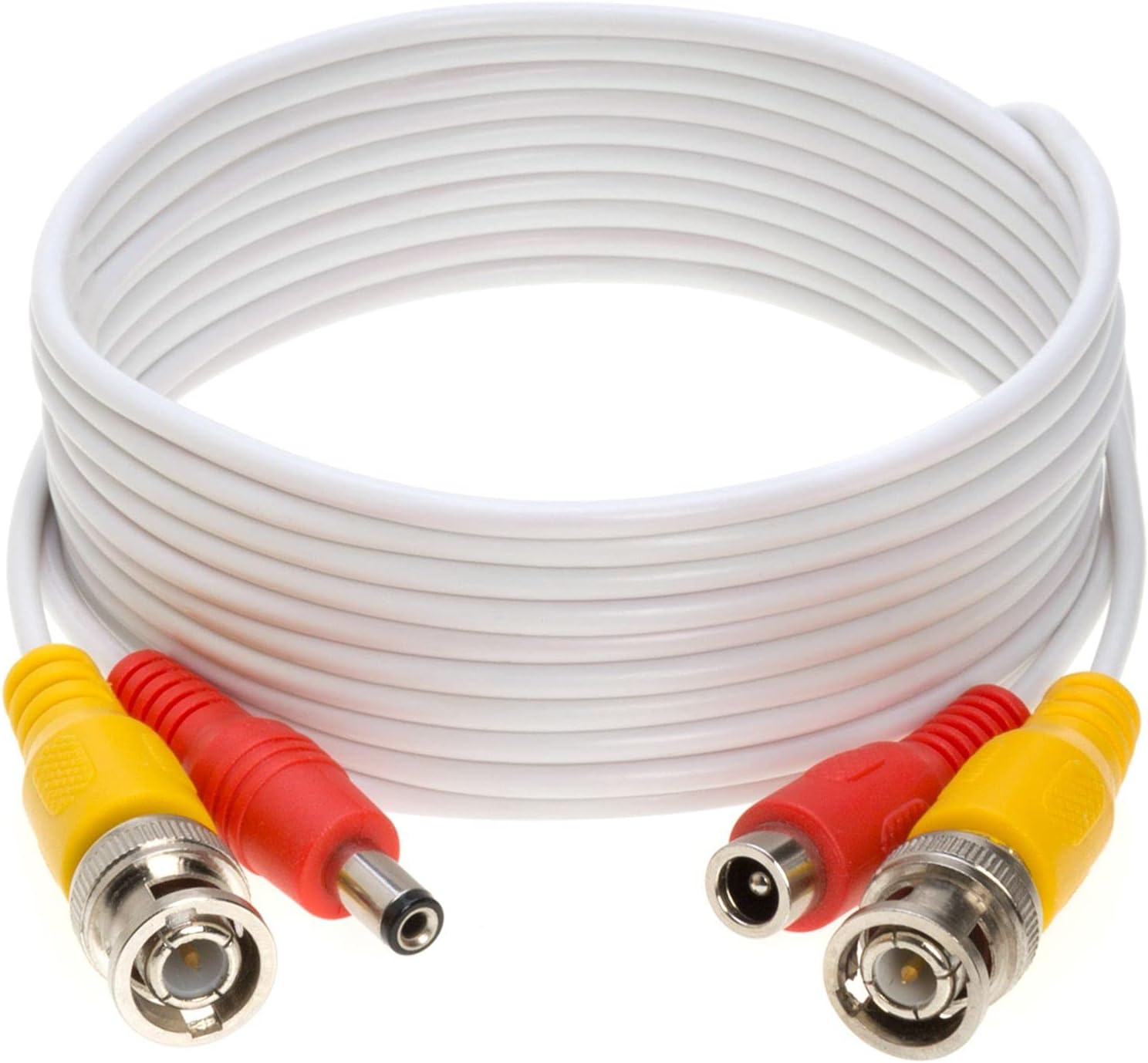Amazon.com : 20FT White Premade BNC Video Power Cable Extension Wire ...