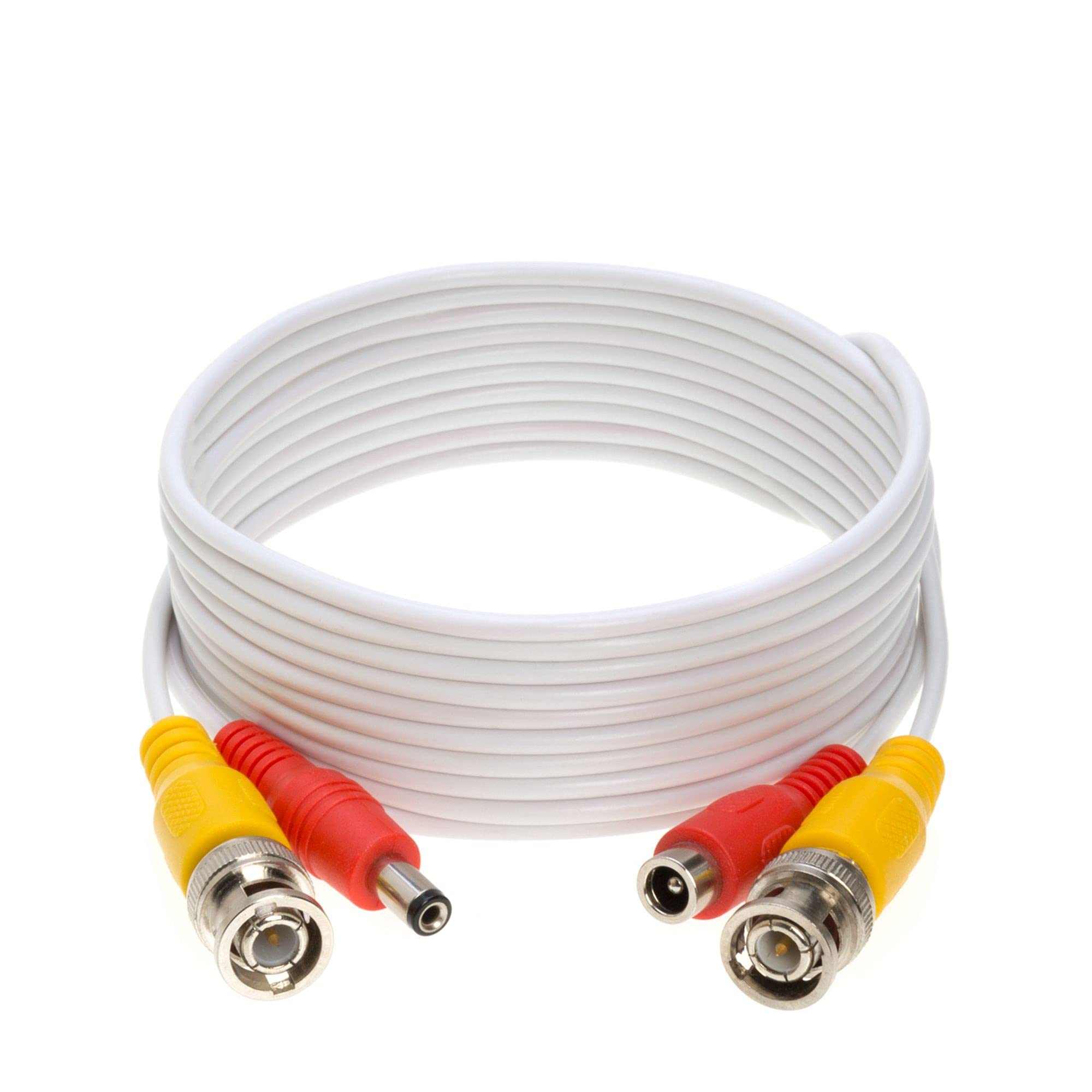Amazon.com : 20FT White Premade BNC Video Power Cable Extension Wire ...