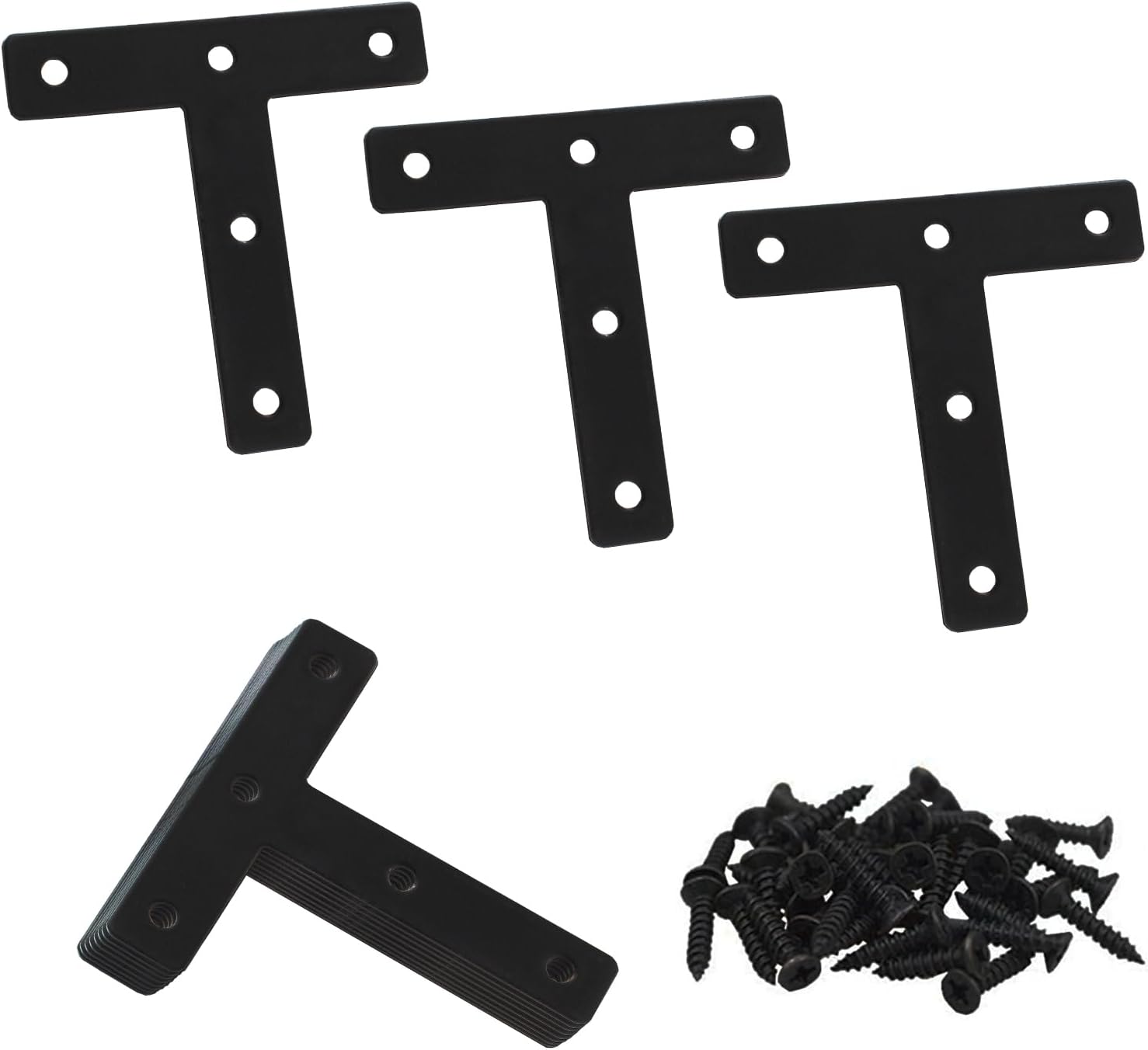 Amazon.com: 20 Pcs Black Flat Corner Brace Brackets,80mmx80mm T Shaped ...