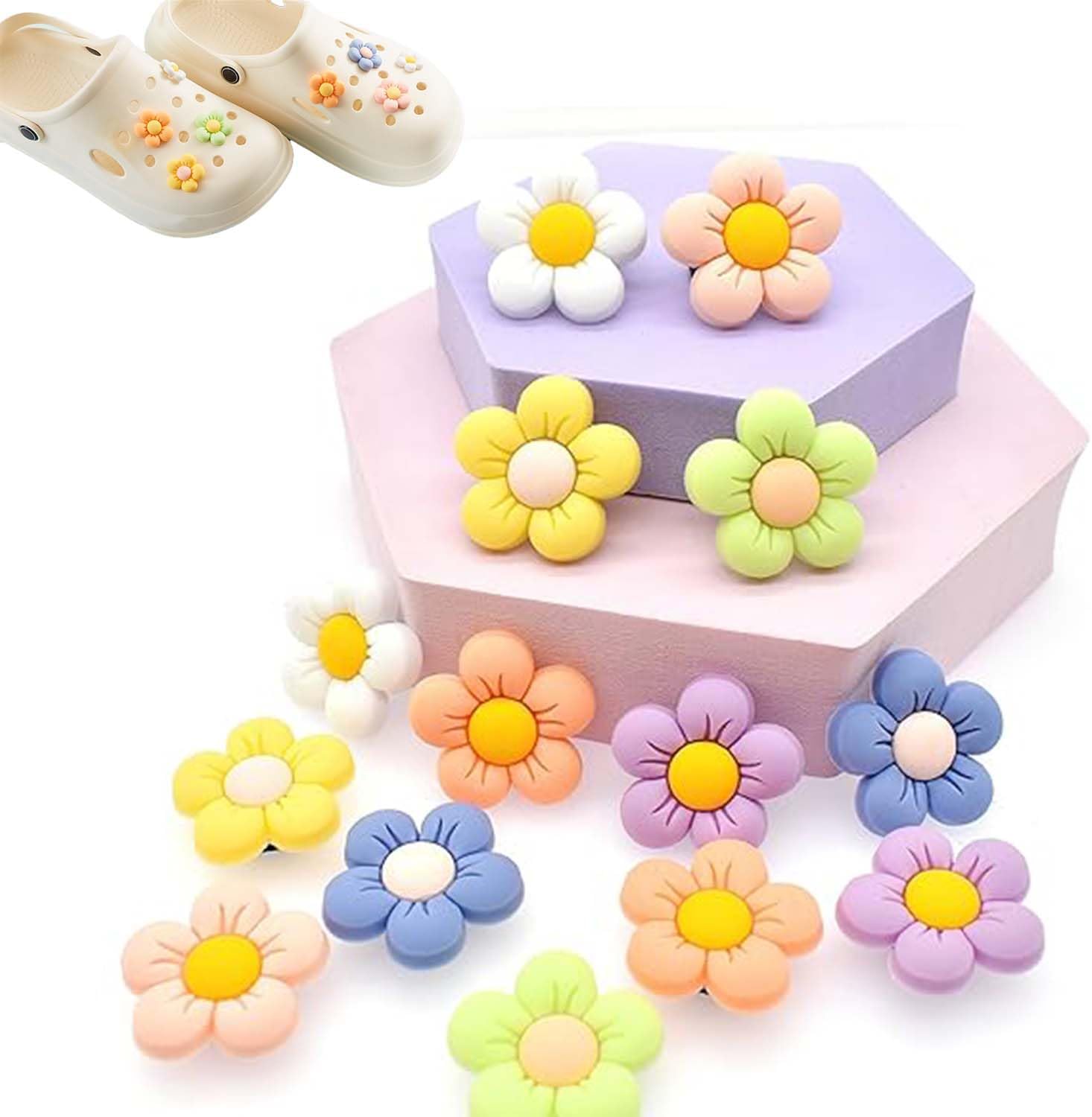 14 Pcs Croc Charms for Girls,Cute Flower Shoe Charms Daisy Croc Charms ...