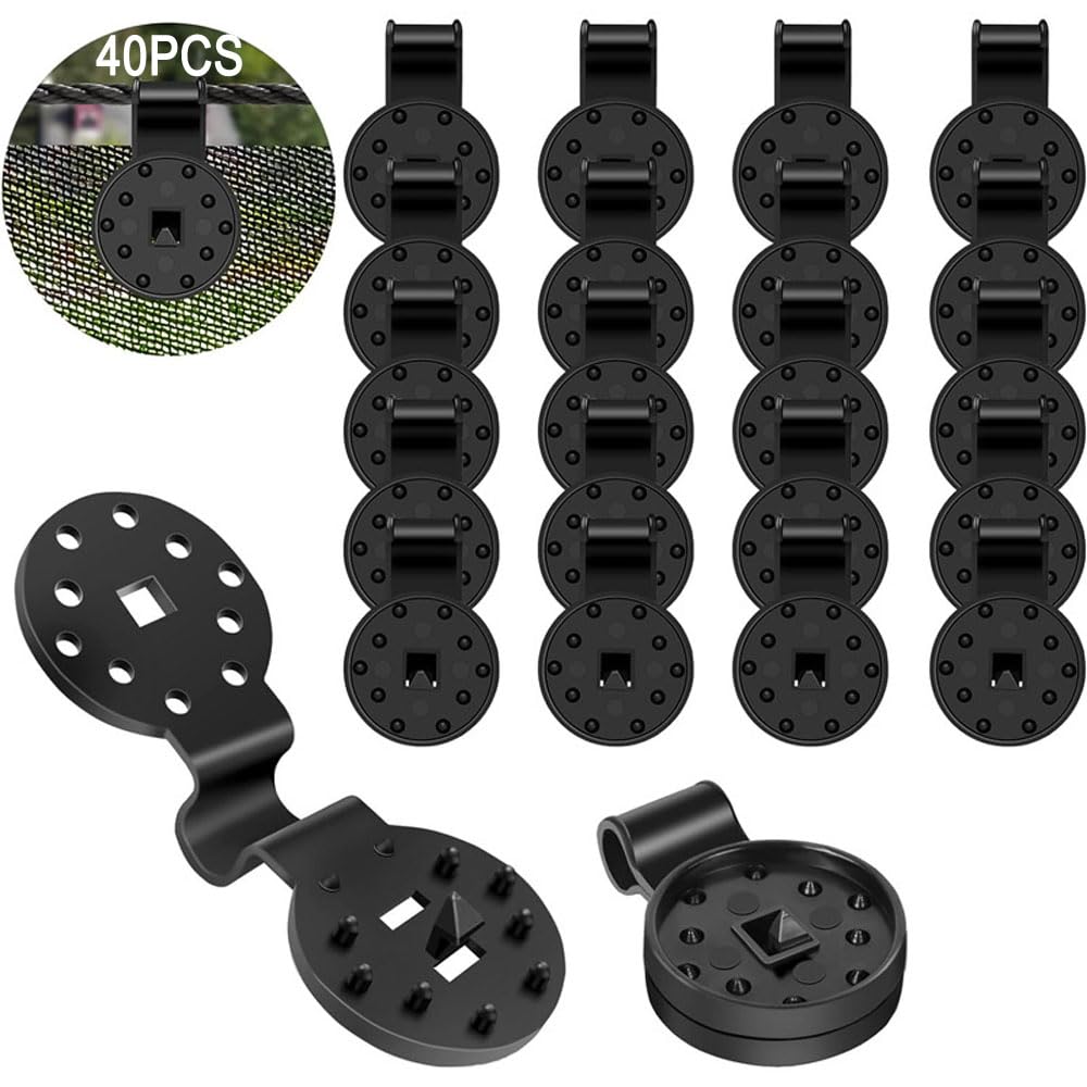 DNUZEWR 40 Pcs Shade Cloth Clips Mesh Clip Round Plastic Black Clips ...