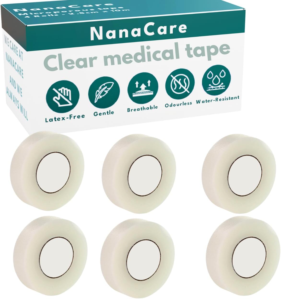 Amazon.com: NanaCare Hypoallergenic Transparent Surgical Tape 1/2 inch ...