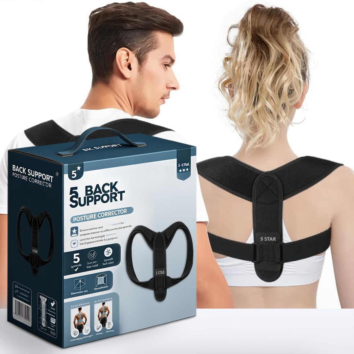 5-Star Posture Corrector for Men & Women, Adjustable & Breathable Upper ...