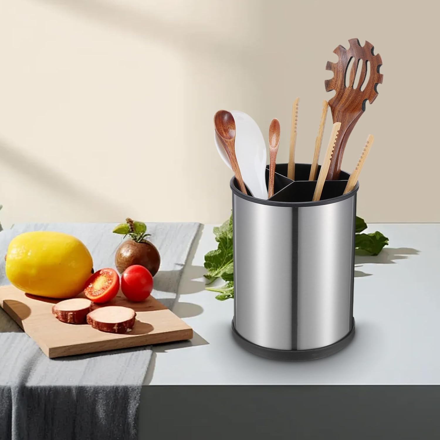 Amazon.com: Lemecima Stainless Steel Cooking Utensil Holder,360 ...