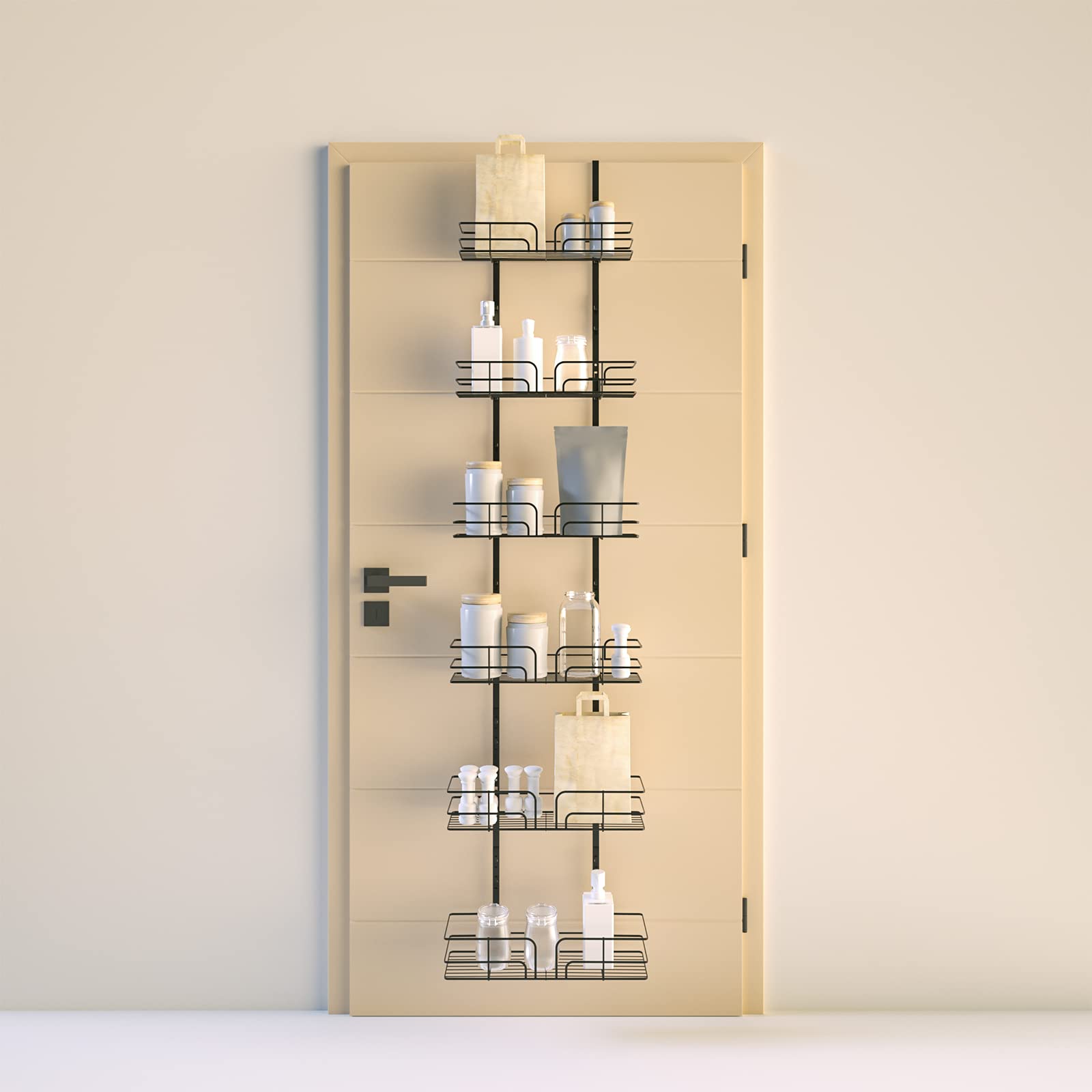 OMNINOVA Over The Door Pantry Organizer, Heavy-Duty Metal Pantry Door ...
